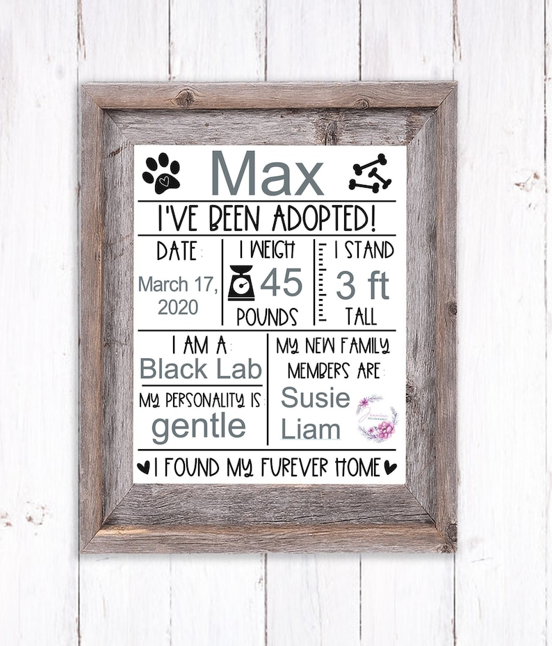 Printable Dog Adoption Sign Dog Adoption Board Printable | Etsy