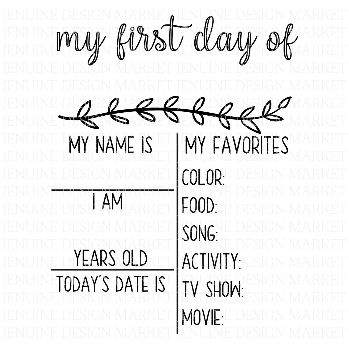 My First Day of School Printable Sign Digital Back to School - Etsy