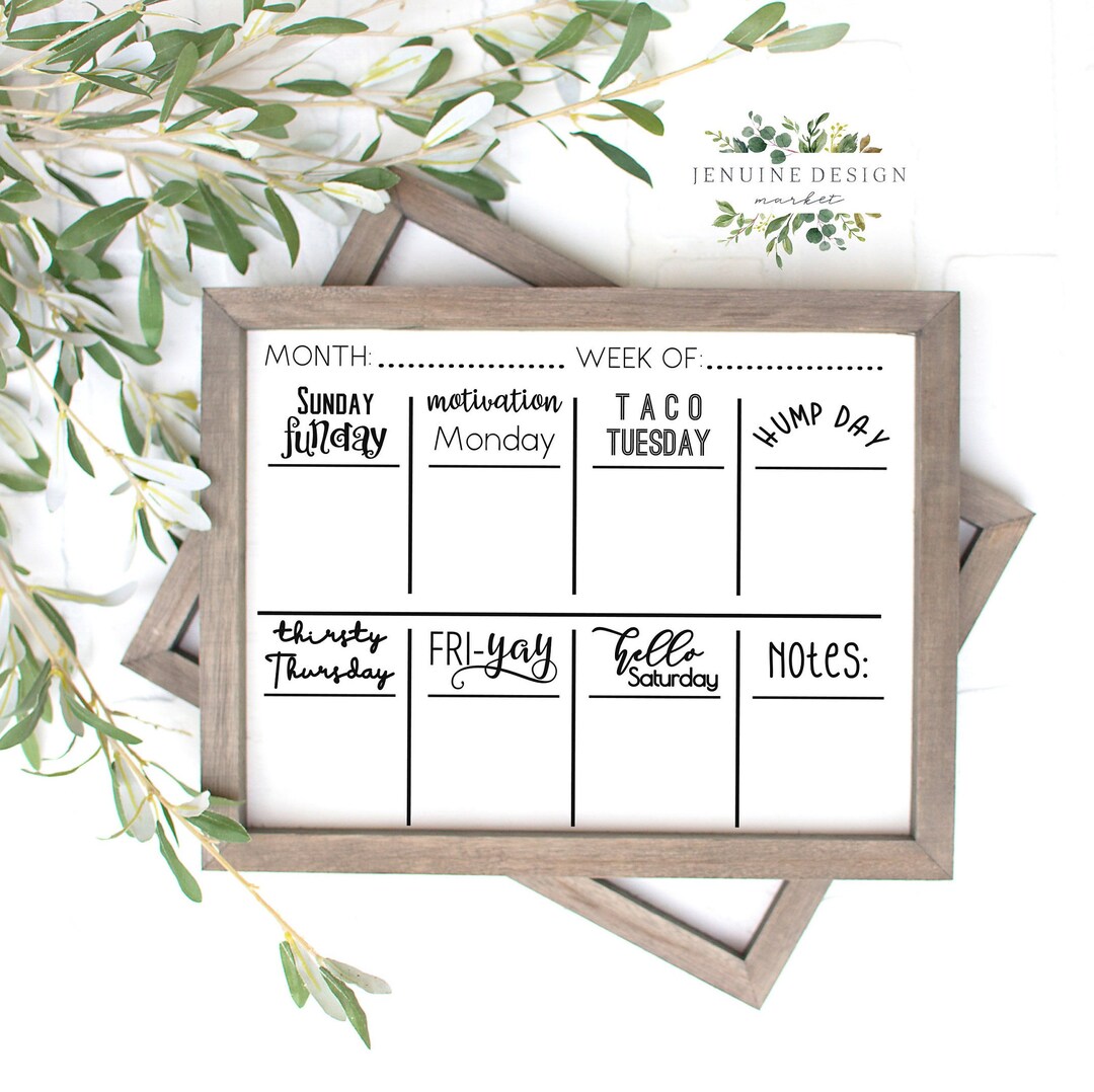 Weekly Planner SVG | Printable Weekly Calendar | Command Center ...