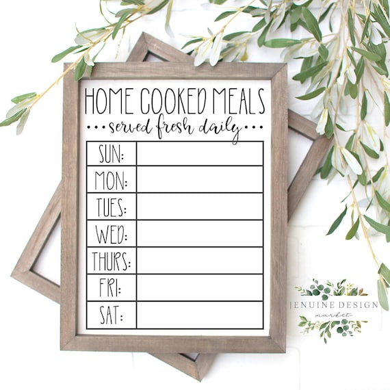 Weekly Menu SVG Meal Planning Digital Download Menu Board - Etsy
