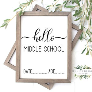Hello Middle School Printable | First Day of Middle School Sign | First ...