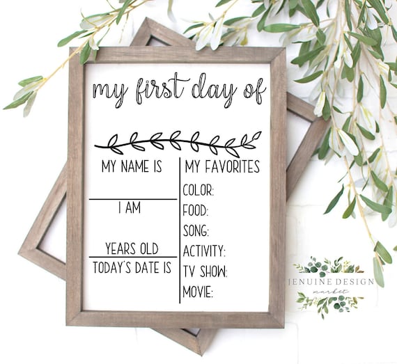My First Day of School Printable Sign Digital Back to School | Etsy