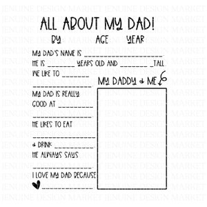 All About My Dad Questionnaire | Father's Day Printable | Father's Day ...