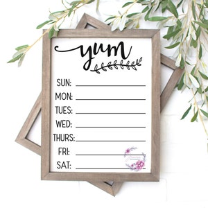 Yum Menu Board | Printable Weekly Menu | Menu SVG - Etsy