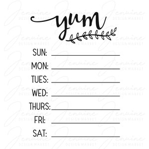Yum Menu Board | Printable Weekly Menu | Menu SVG - Etsy