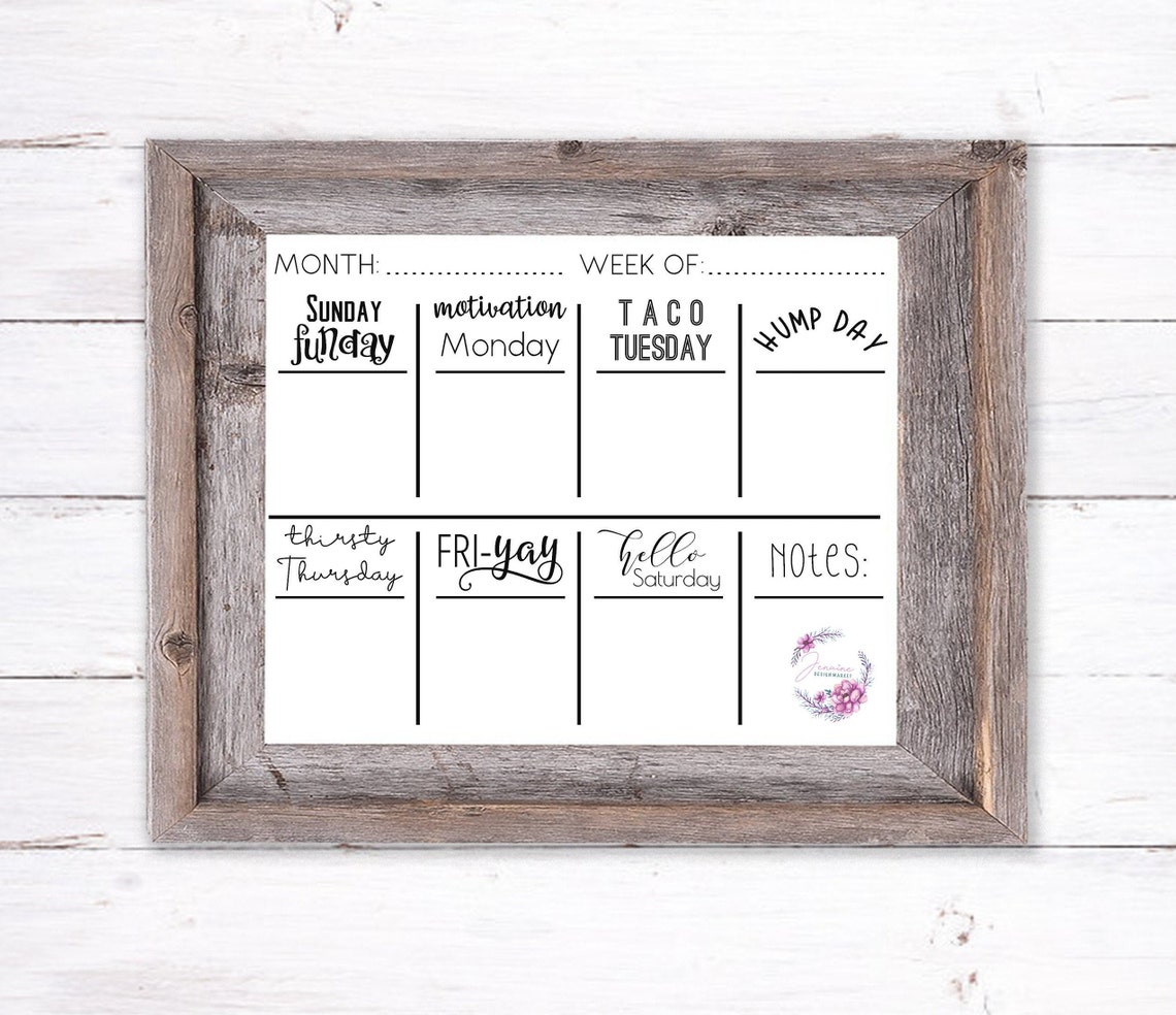 Weekly Planner SVG | Printable Weekly Calendar | Command Center ...