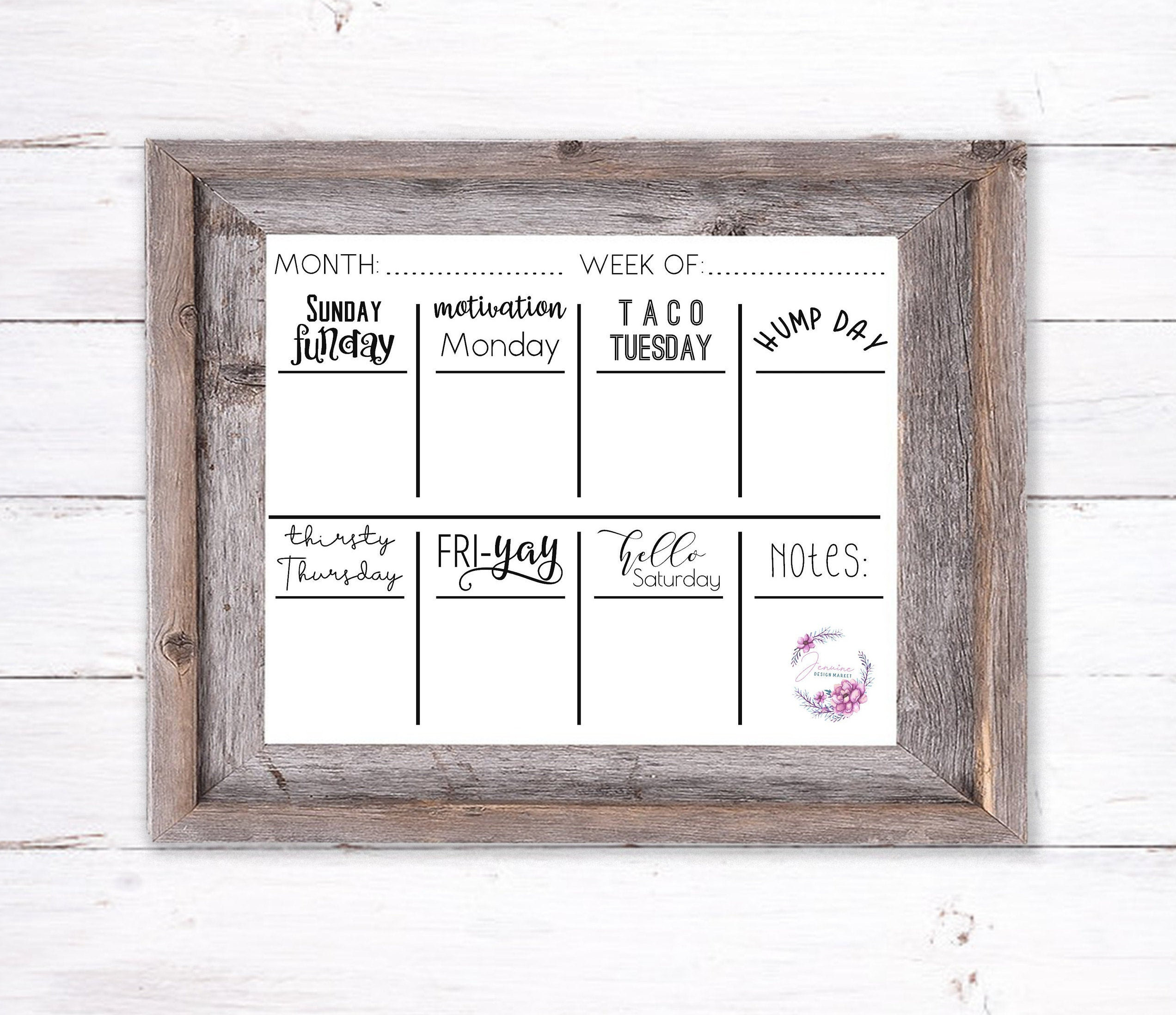 Weekly Planner SVG Printable Weekly Calendar Command | Etsy