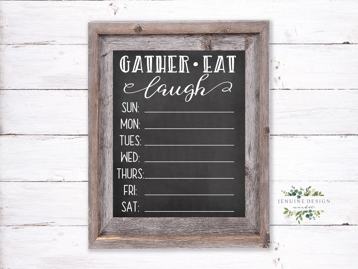 Gather Eat Laugh Menu Template Printable Meal Planner | Etsy