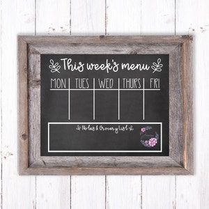Menu Board SVG | Weekly Menu Printable | Meal Planning Digital Download ...