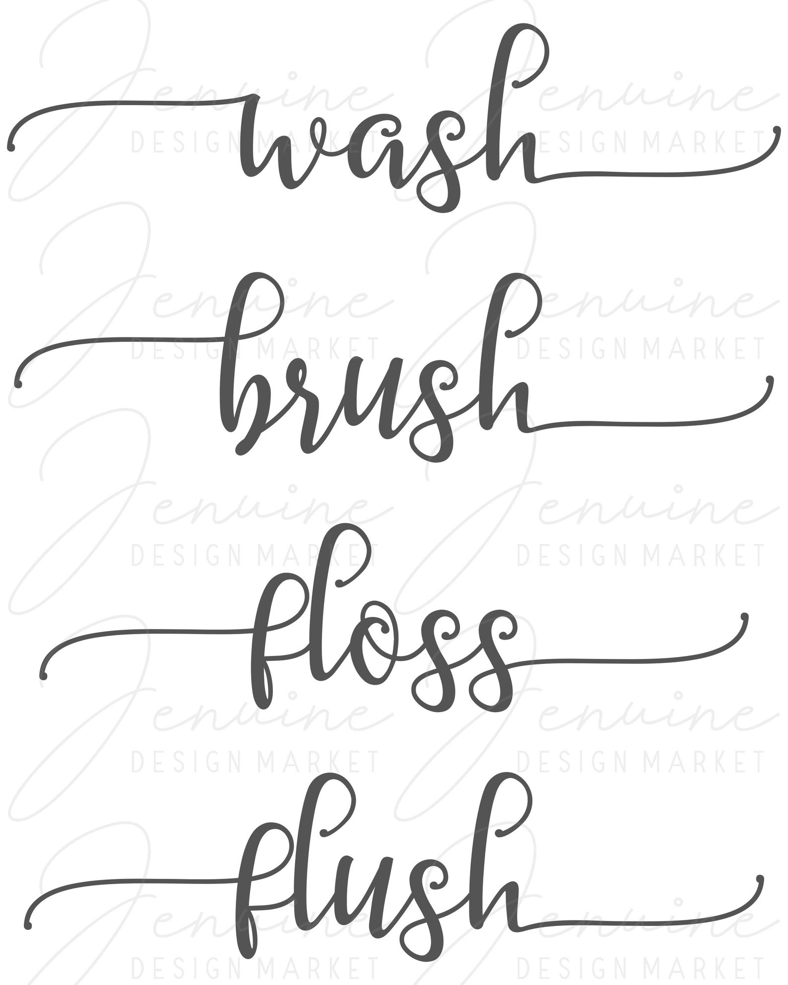 Wash Brush Floss Flush SVG Bathroom Quote Kid's - Etsy