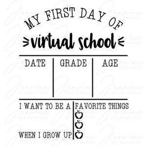Virtual Back to School Printable First Day of School Sign Back to ...