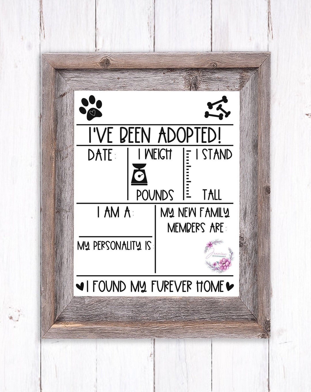 Printable Dog Adoption Sign | Dog Adoption Board | Printable Rescue ...
