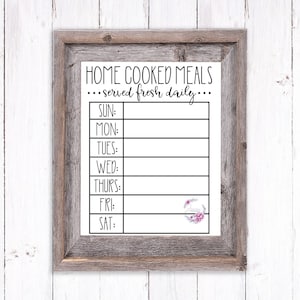 Weekly Menu SVG Meal Planning Digital Download Menu Board - Etsy