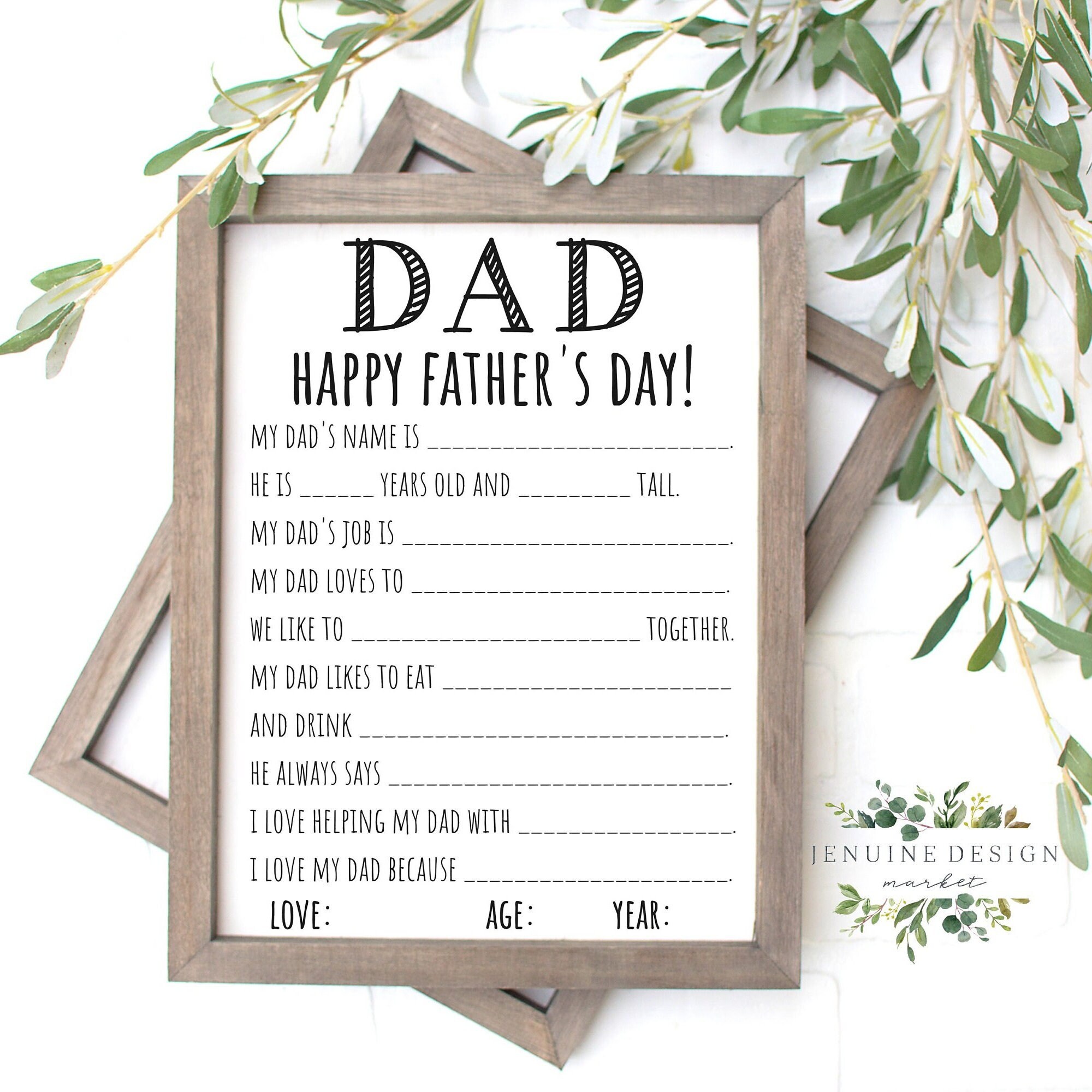 Father's Day Printable Questionnaire Father's Day - Etsy