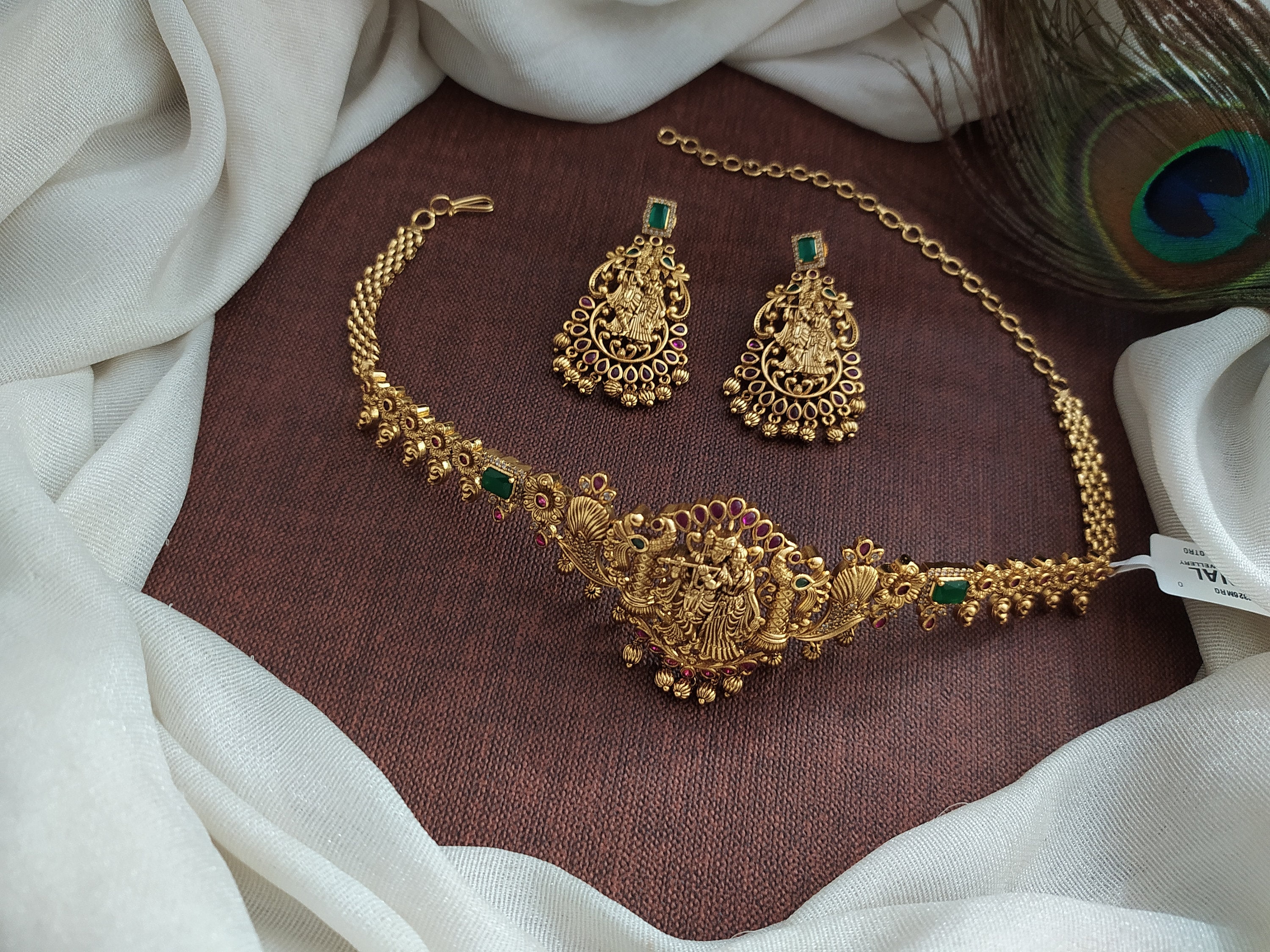 Gold Plated Radha Krishna Choker Set /south Indian Necklace / - Etsy