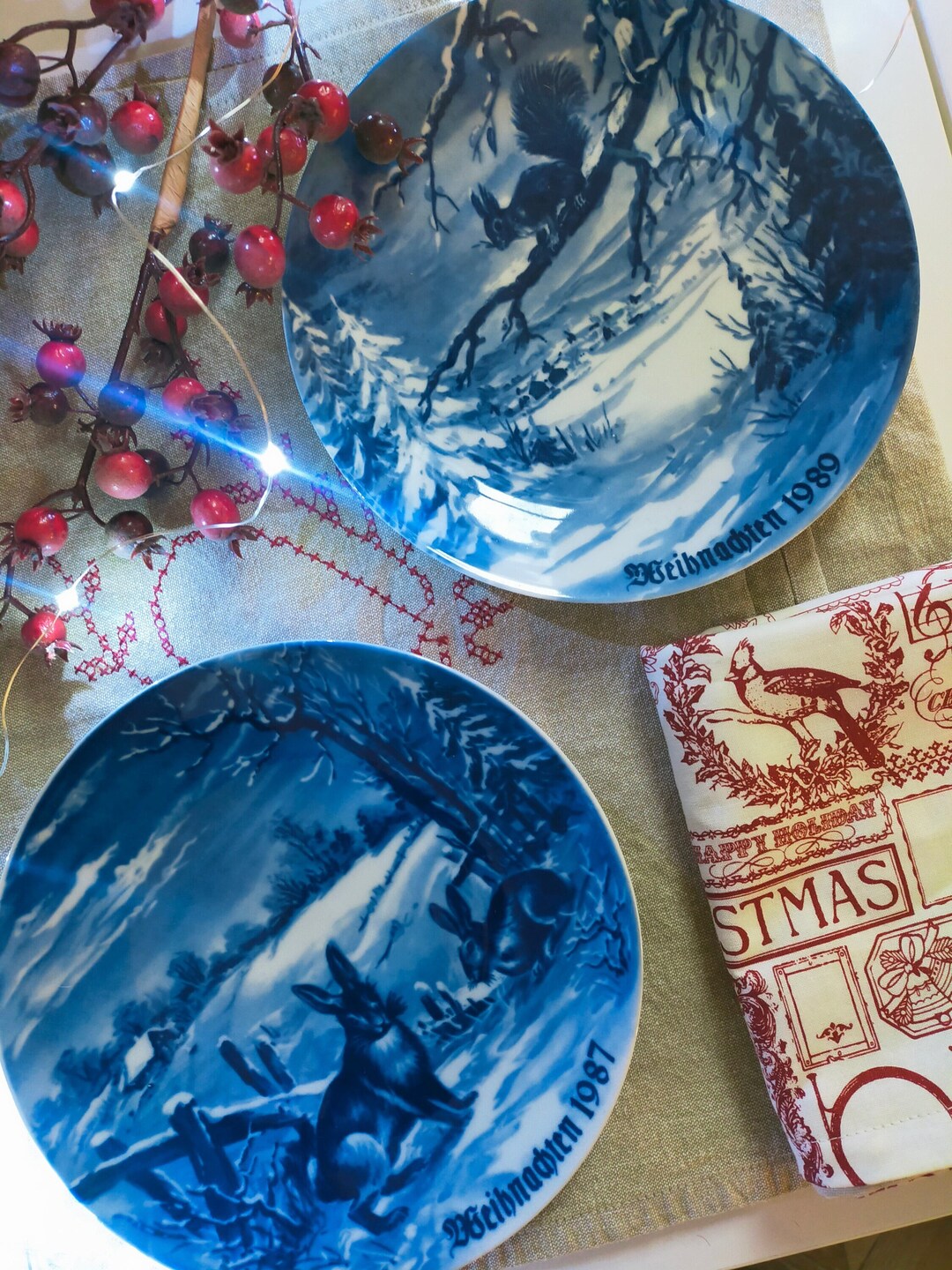 Pair of Vintage German Decorative Plates Blue Kobalt - Etsy