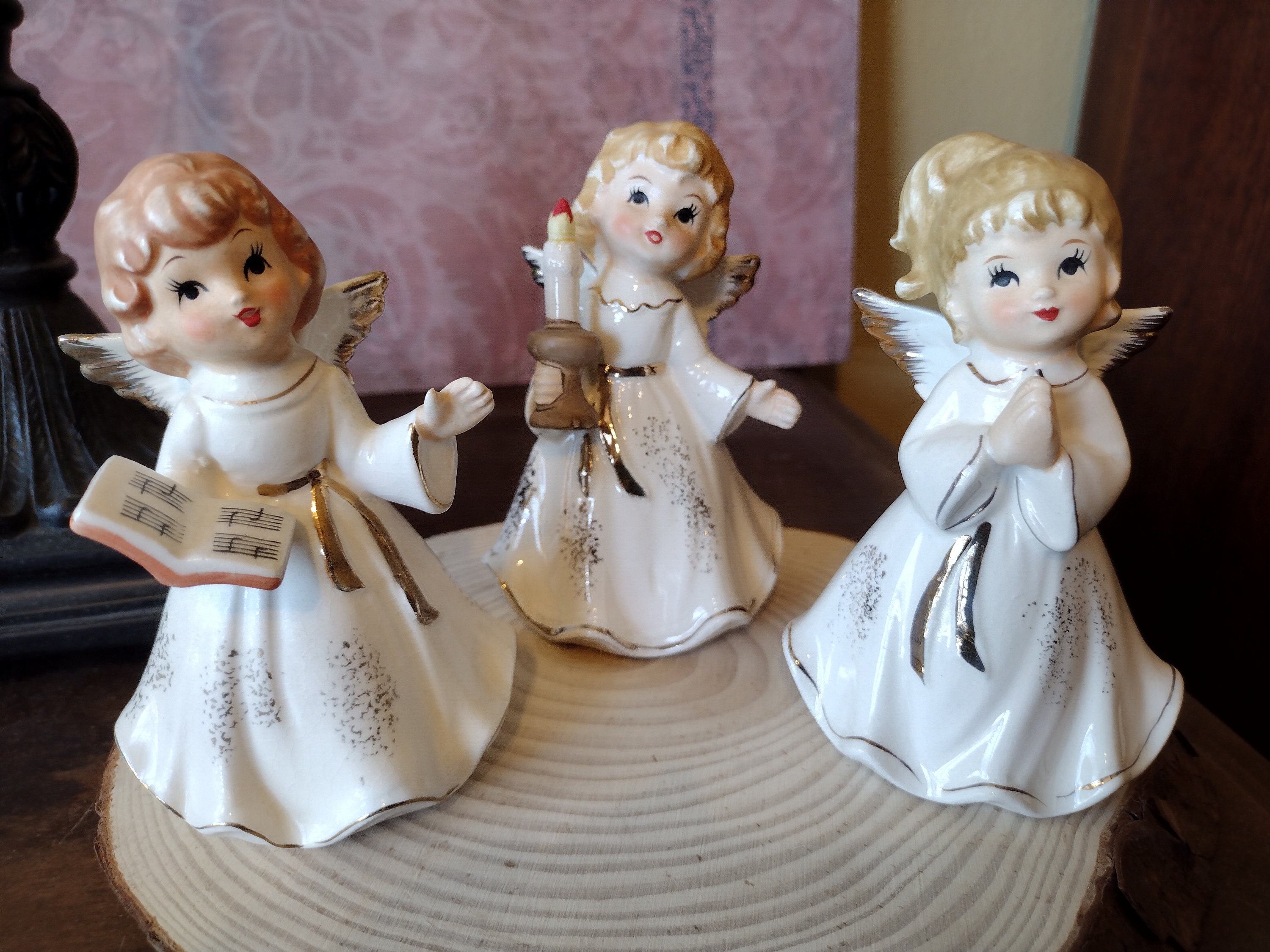 Homco Angel Trio, Vintage Angels Japan, Angel Figurines, Vintage Homco ...