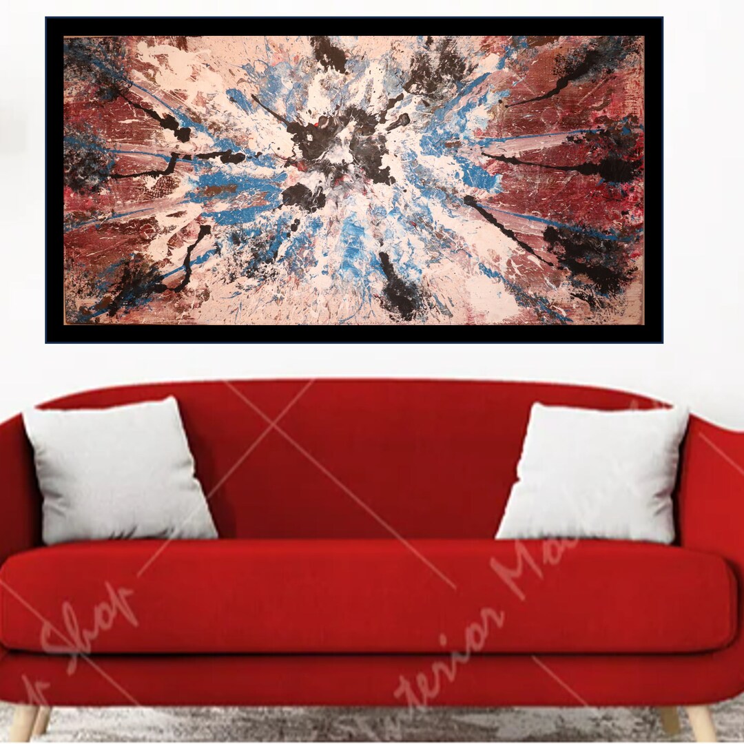 FIRECRACKER Original Abstract Painting on Canvas 2' X 4' - Etsy