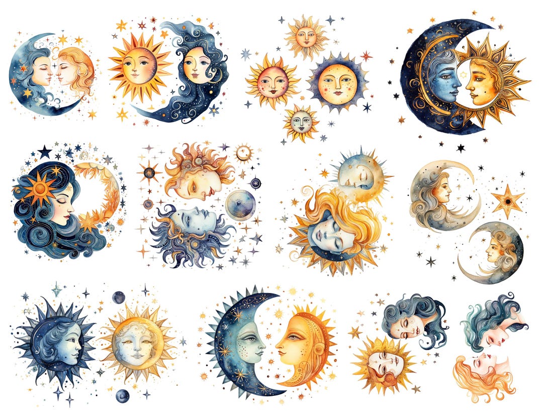 Celestial Sun and Moon Resin Inserts, Resin Inserts, Colored Resin ...