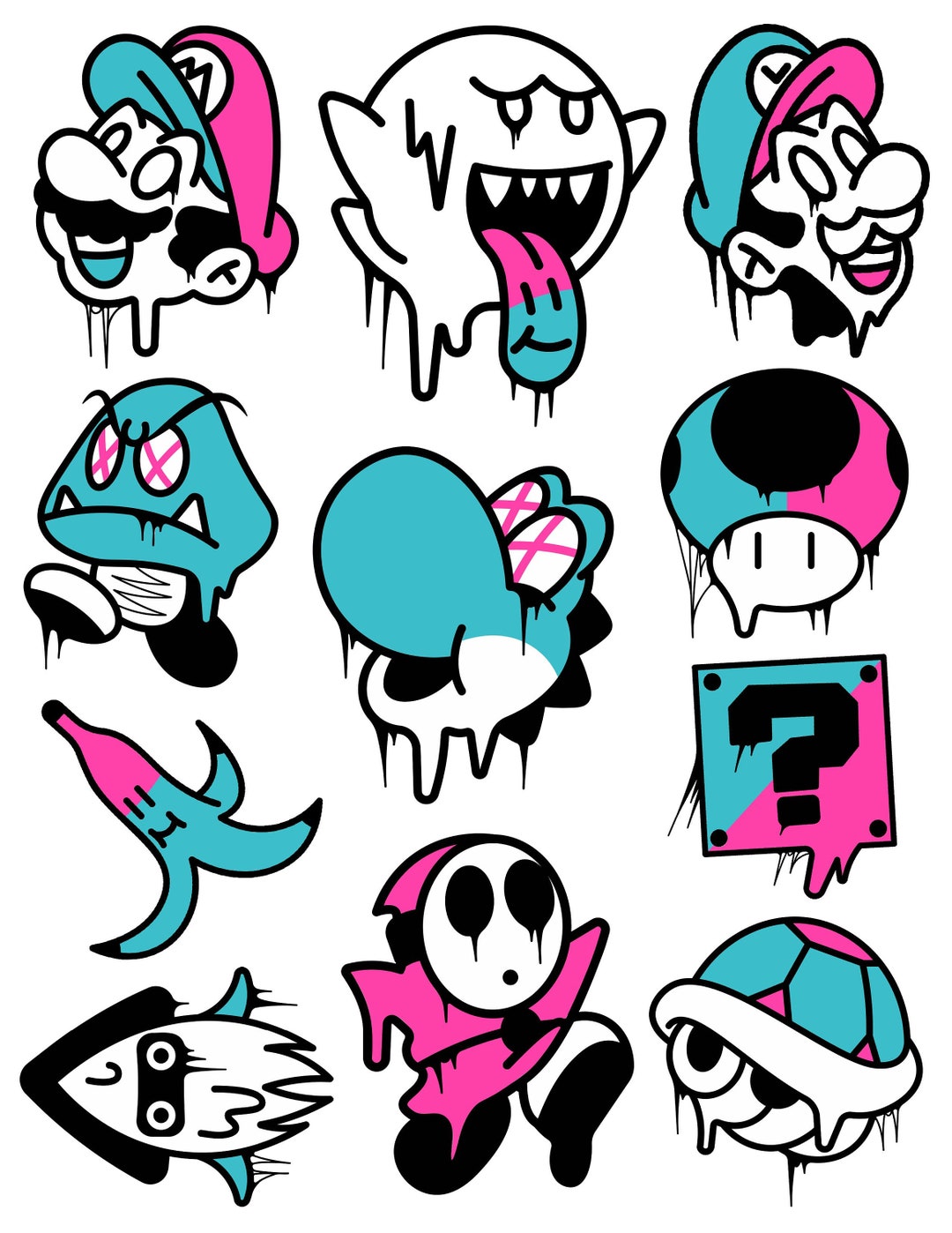 Mario Bros Resin Inserts in Color, Mario, Luigi Resin Inserts, Resin ...