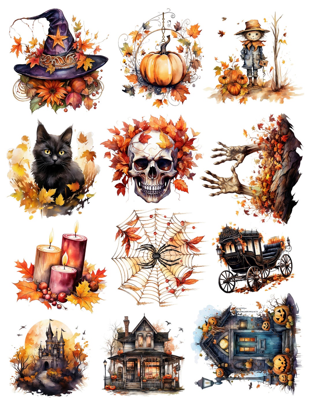 Fall Resin Inserts #2 in Color, Halloween Resin Inserts, Colored Resin ...