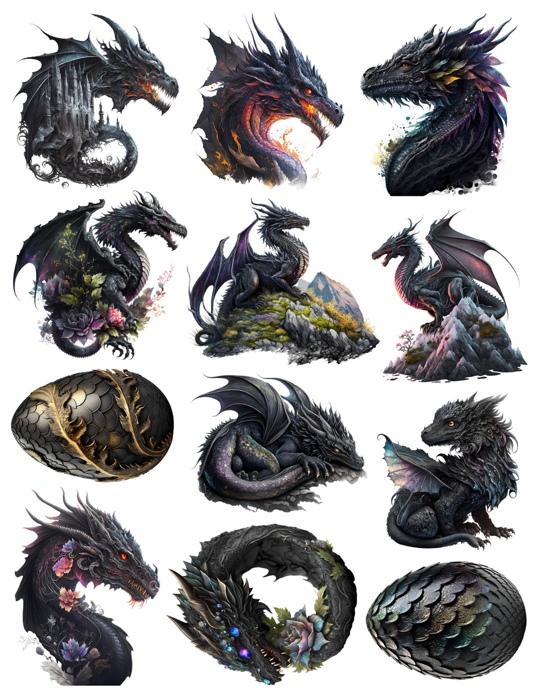 Black Dragon Resin Inserts in Color, Dragon Resin Inserts, Colored ...