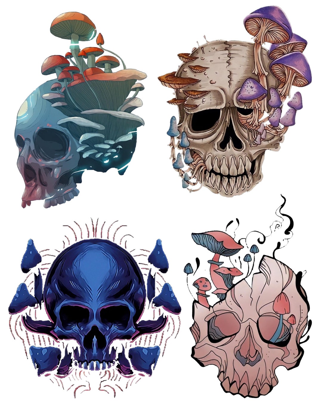 Trippy Skull 2 Resin Inserts in Color, Skull Resin Inserts, Colored ...