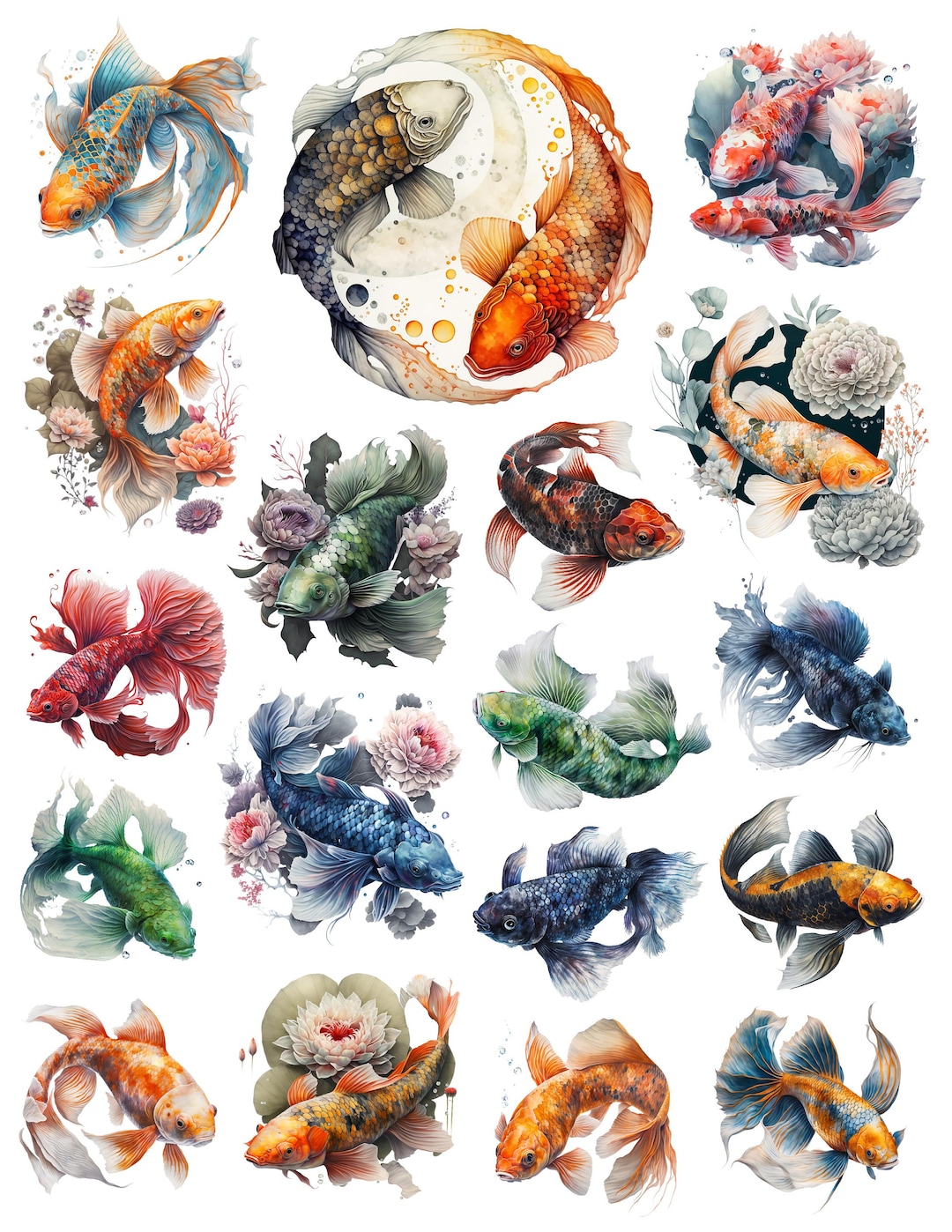 Koi Fish Resin Inserts in Color, Fish Resin Inserts,resin Ready, Resin ...