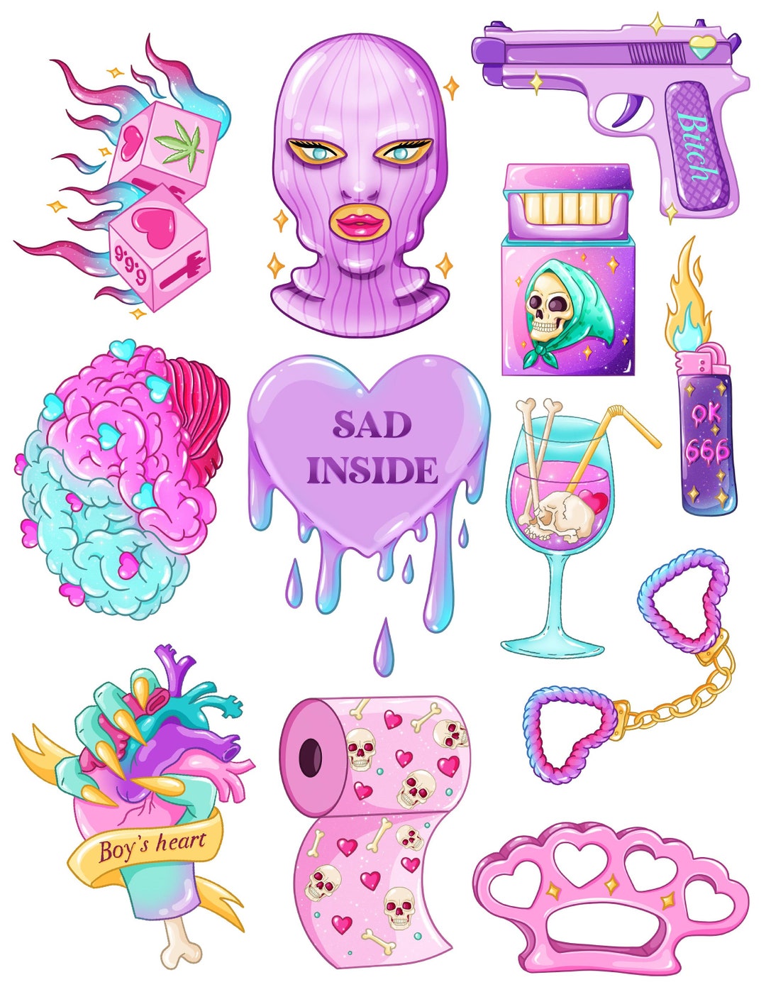 Bad Girl Resin Inserts in Color, Pastel Resin Inserts, Colored Resin ...
