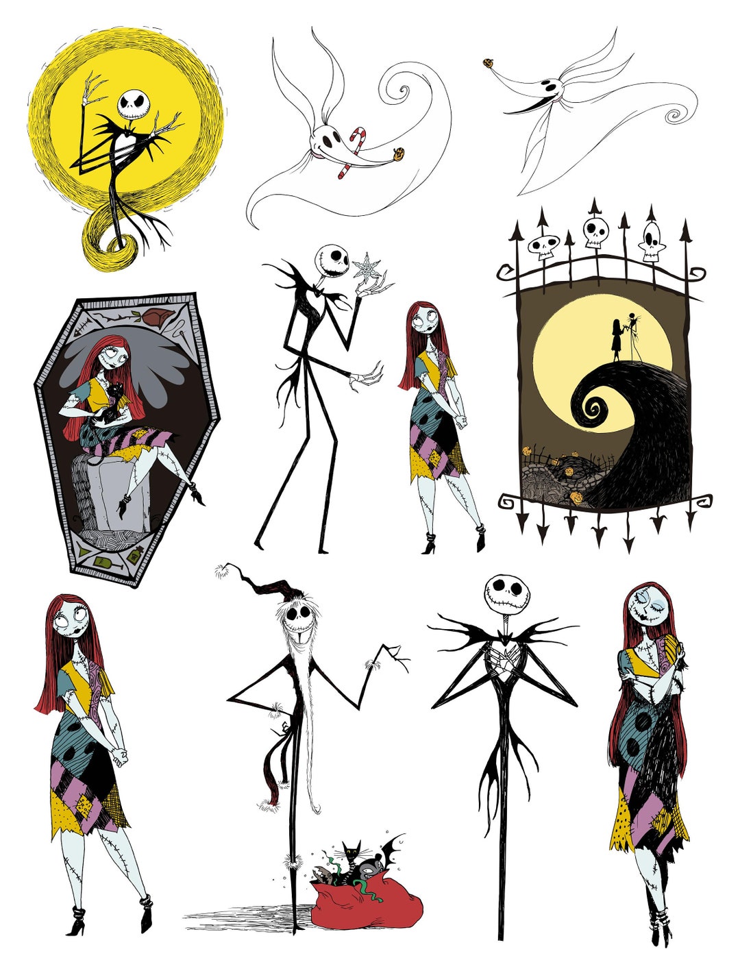 Jack and Sally Resin Inserts in Color, Colored Resin Inserts, Resin ...
