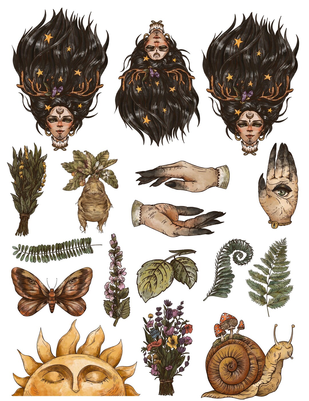 Witches Elements Resin Inserts in Color, Colored Resin Inserts, Witch ...