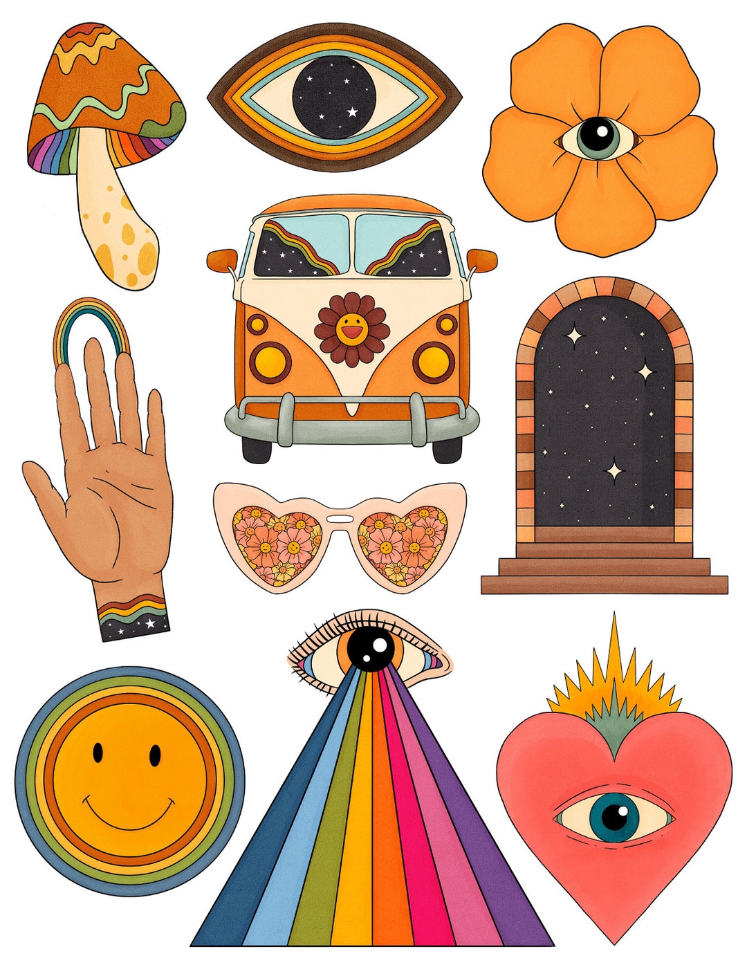 Retro Vibes#2 Resin Inserts in Color, Colored Resin Inserts, Retro ...