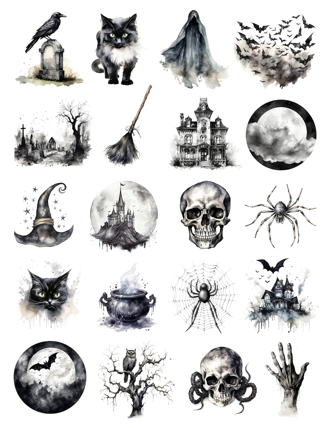 Black and White Halloween Resin Inserts, Colored Resin Inserts, Resin ...