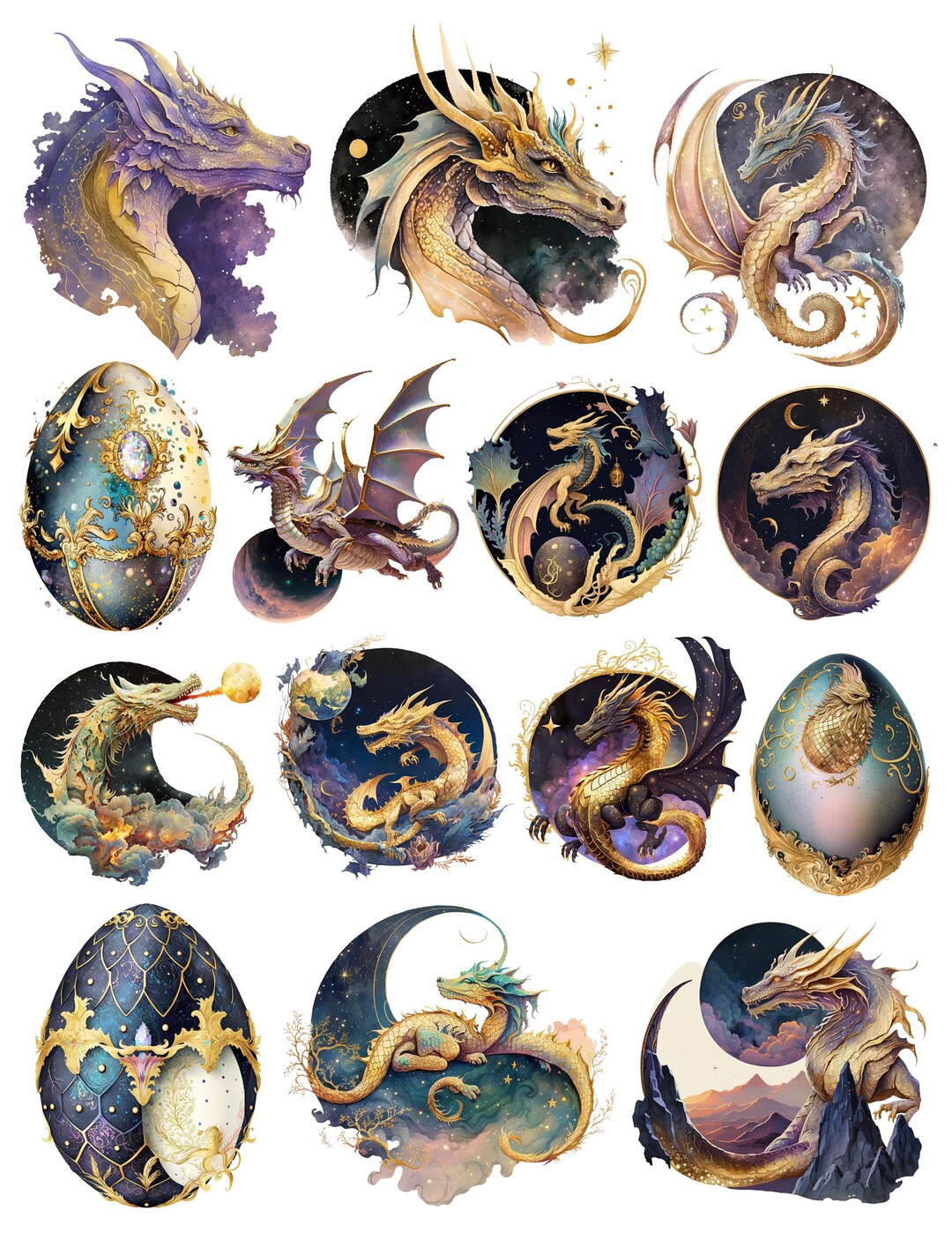 Celestial Dragon Resin Inserts in Color, Dragon Resin Inserts, Colored ...