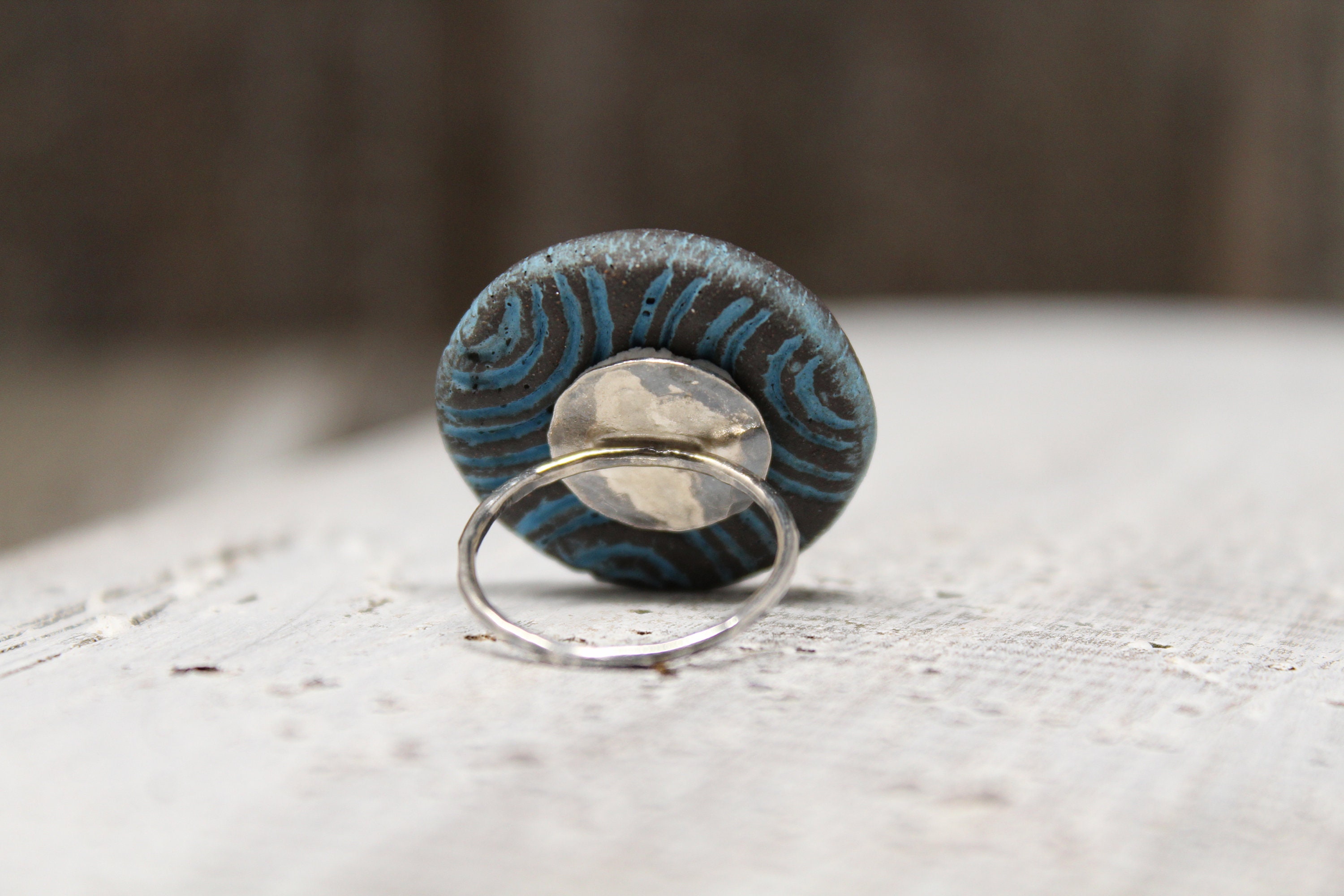 Zoey Sterling Silver Ring-bullseye Ring-custom Sized Ring-ceramic ...