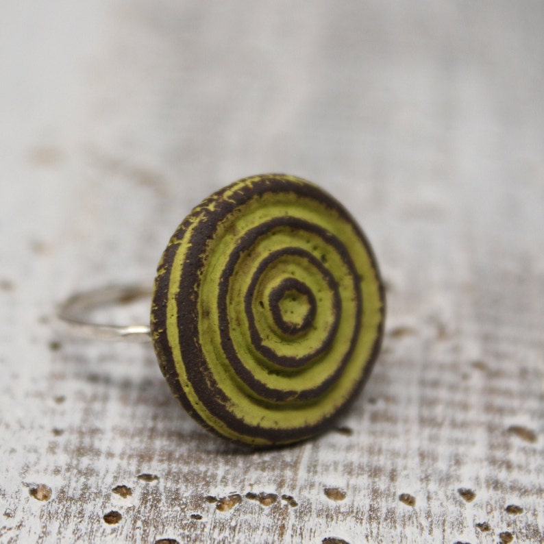 Zoey Sterling Silver Ring-bullseye Ring-custom Sized Ring-ceramic ...