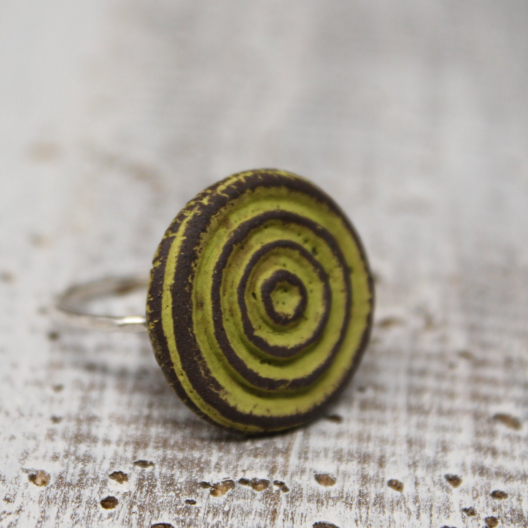 Zoey Sterling Silver Ring-bullseye Ring-custom Sized Ring-ceramic ...