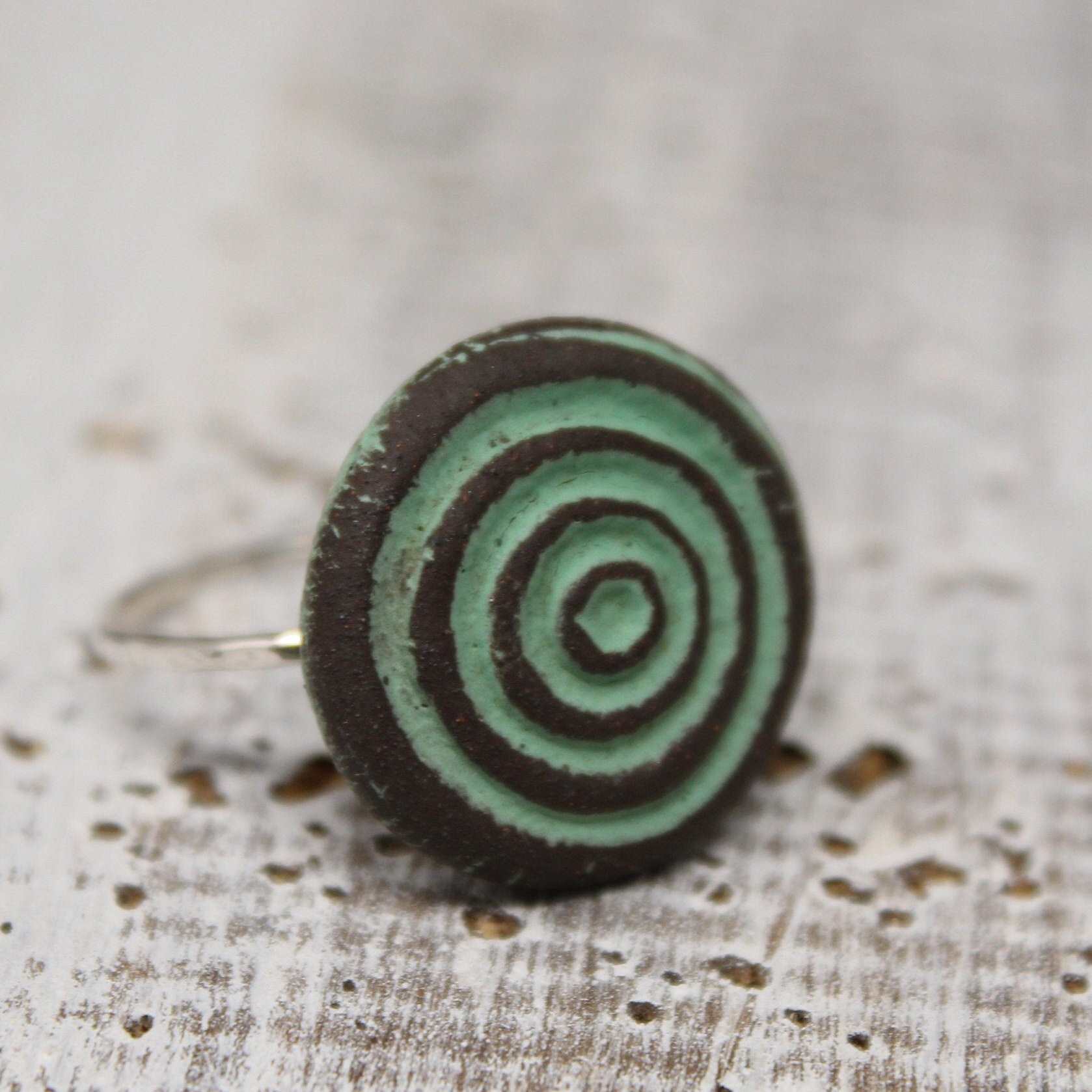 Zoey Sterling Silver Ring-bullseye Ring-custom Sized Ring-ceramic ...