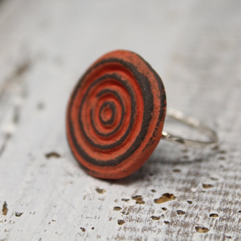 Zoey Sterling Silver Ring-bullseye Ring-custom Sized Ring-ceramic ...