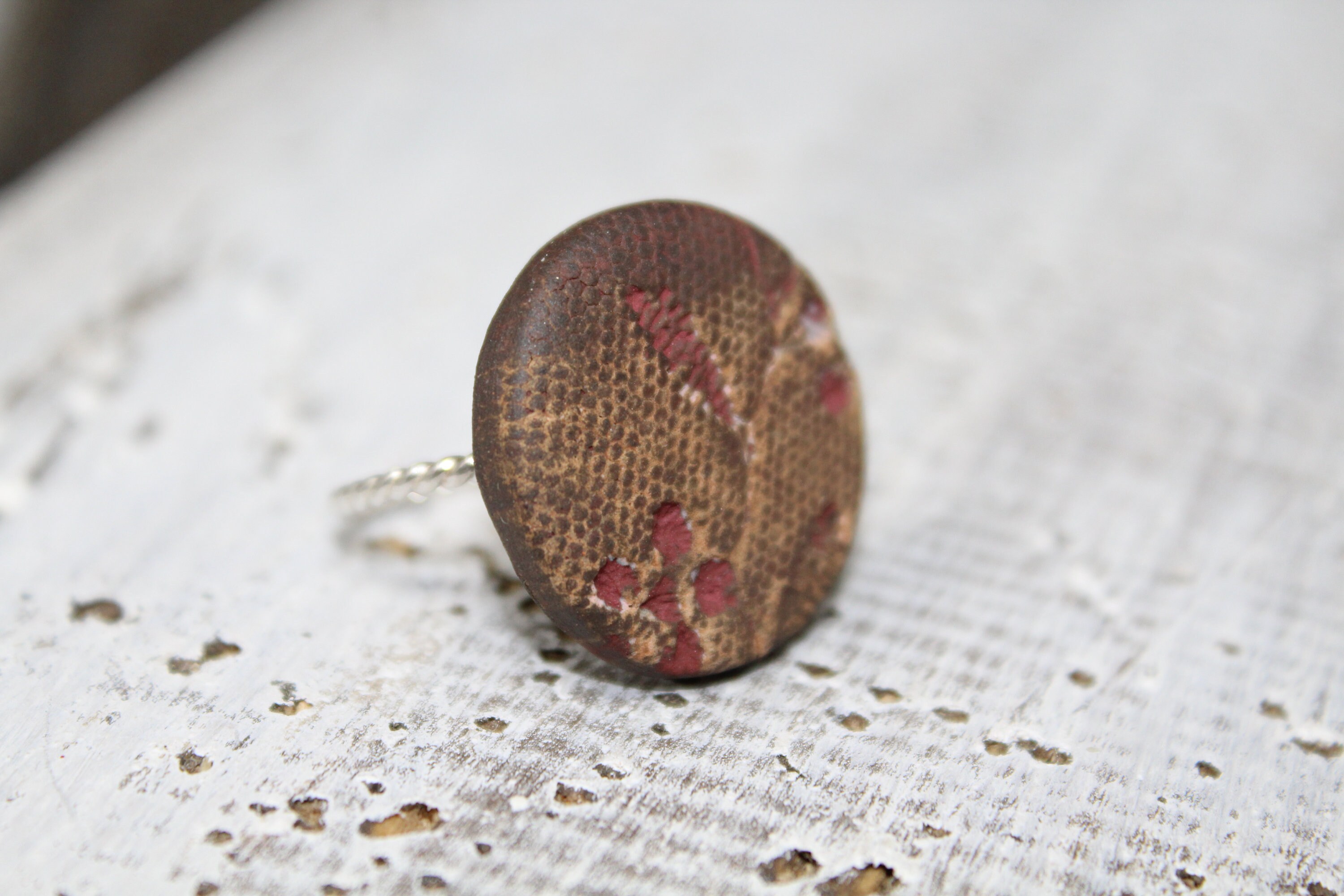 Dusty Rose-silver Ring-ceramic Ring-dusty Rose-pink Ring-ceramic Ring ...