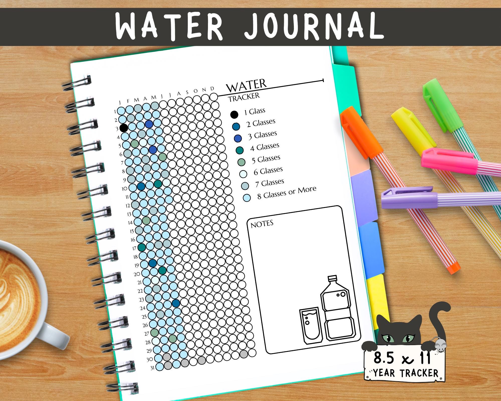 Water Log Health Bujo Printable Journal Page Water Goal WATER TRACKER ...