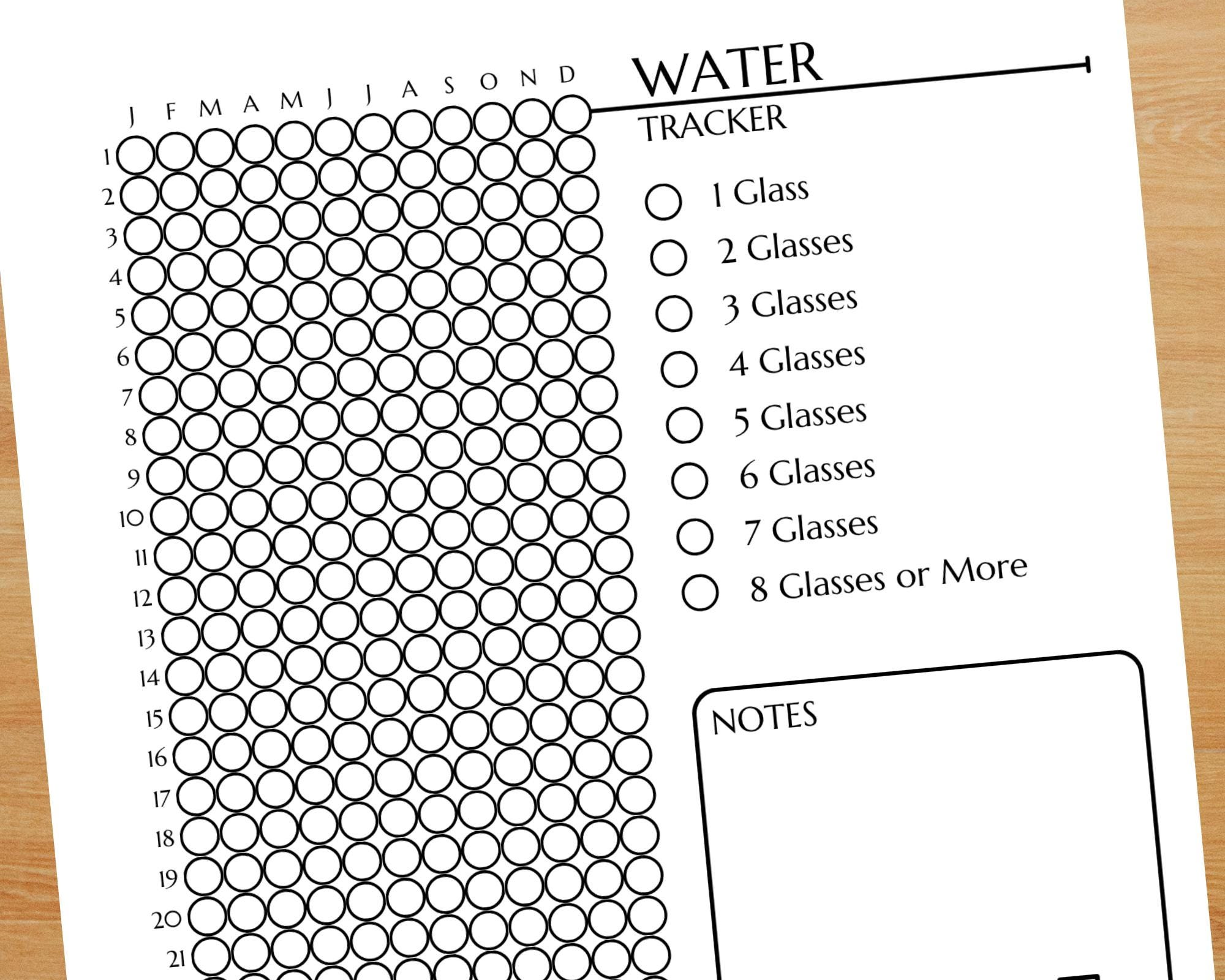 Water Log Health Bujo Printable Journal Page Water Goal WATER TRACKER ...