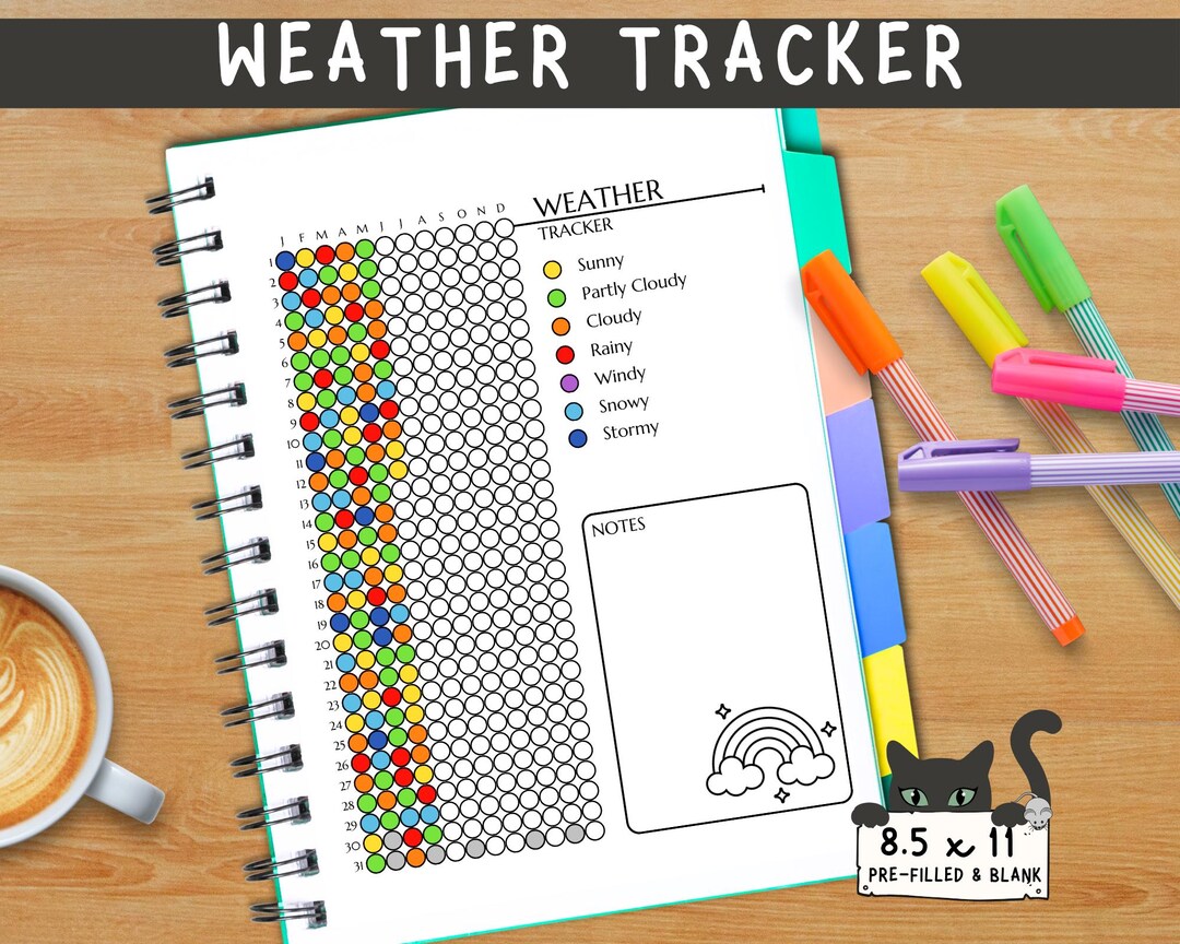 Weather Tracker Printable Planner Page Weather Log Yearly Weather ...