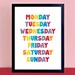 Days of the Week Poster | Rainbow Colours Childrens Room Decor ...