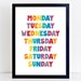 Days of the Week Poster | Rainbow Colours Childrens Room Decor ...