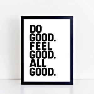 Do Good Poster, Minimalist Black and White Word Art, Kids Motivational ...