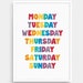 Days of the Week Poster | Rainbow Colours Childrens Room Decor ...