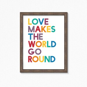 Love Makes the World Go Round Wall Art | Rainbow Colours | Kids Decor ...