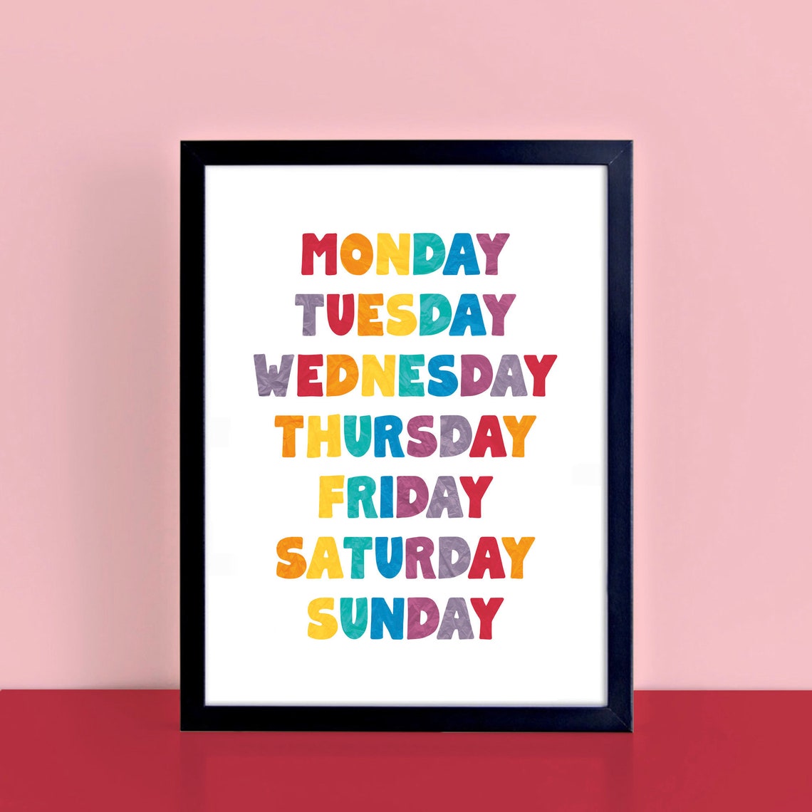 Days of the Week Poster Rainbow Colours Childrens Room Decor - Etsy