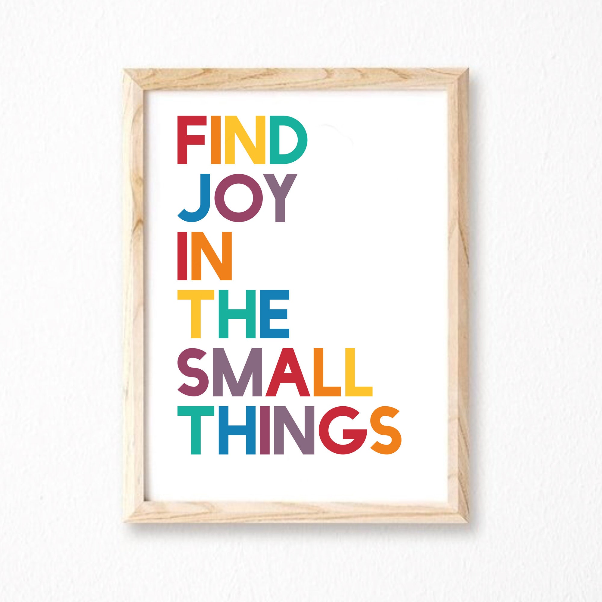 Wall Art in Rainbow Colours Find Joy in the Small Things - Etsy